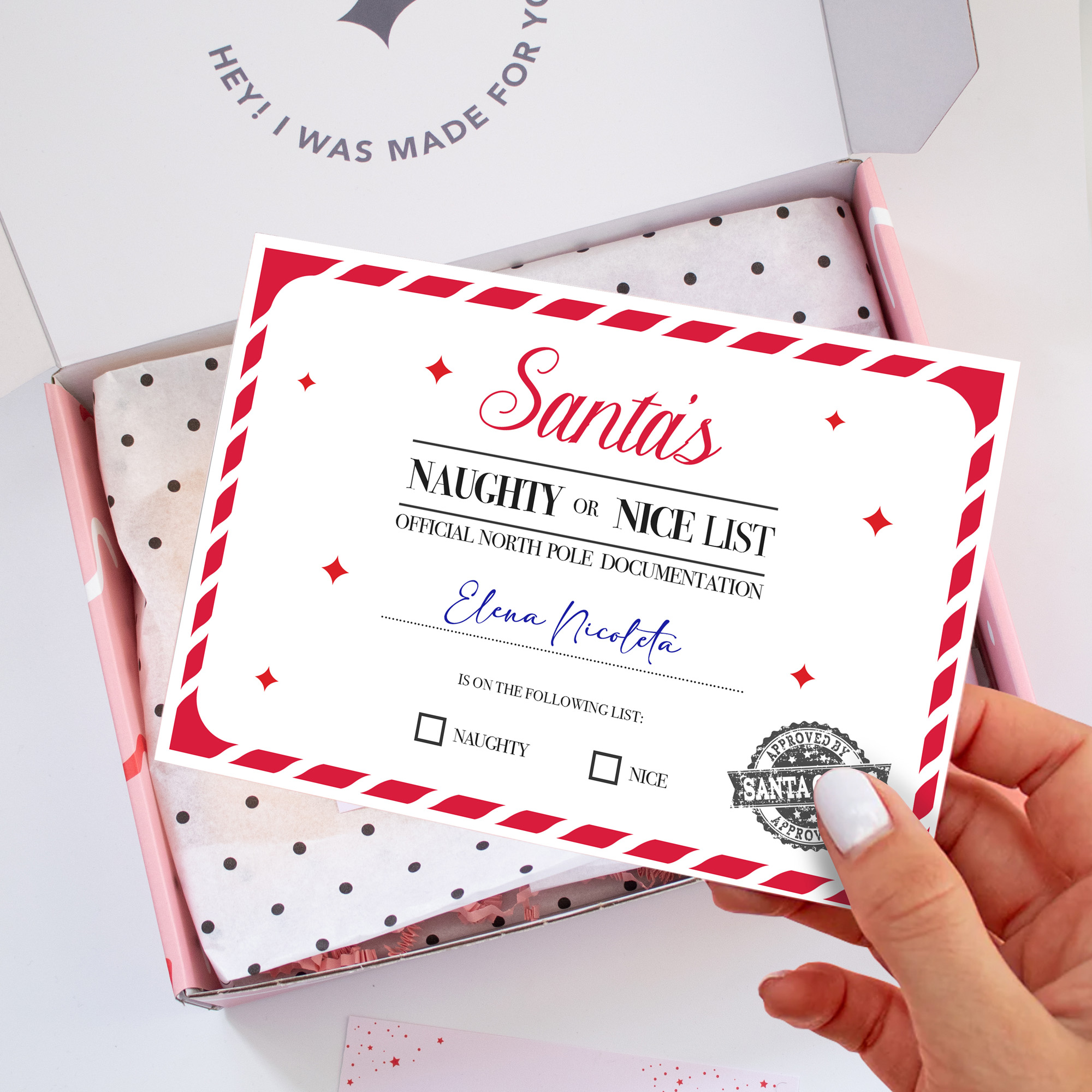Felicitare Craciun/ Secret Santa Naughty or nice
